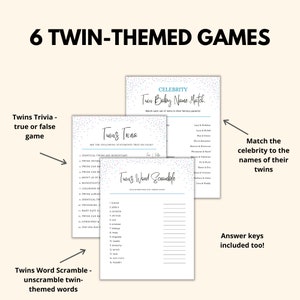 Twins Baby Shower Games Printable Bundle, Twin Baby Games, Twin Baby ...