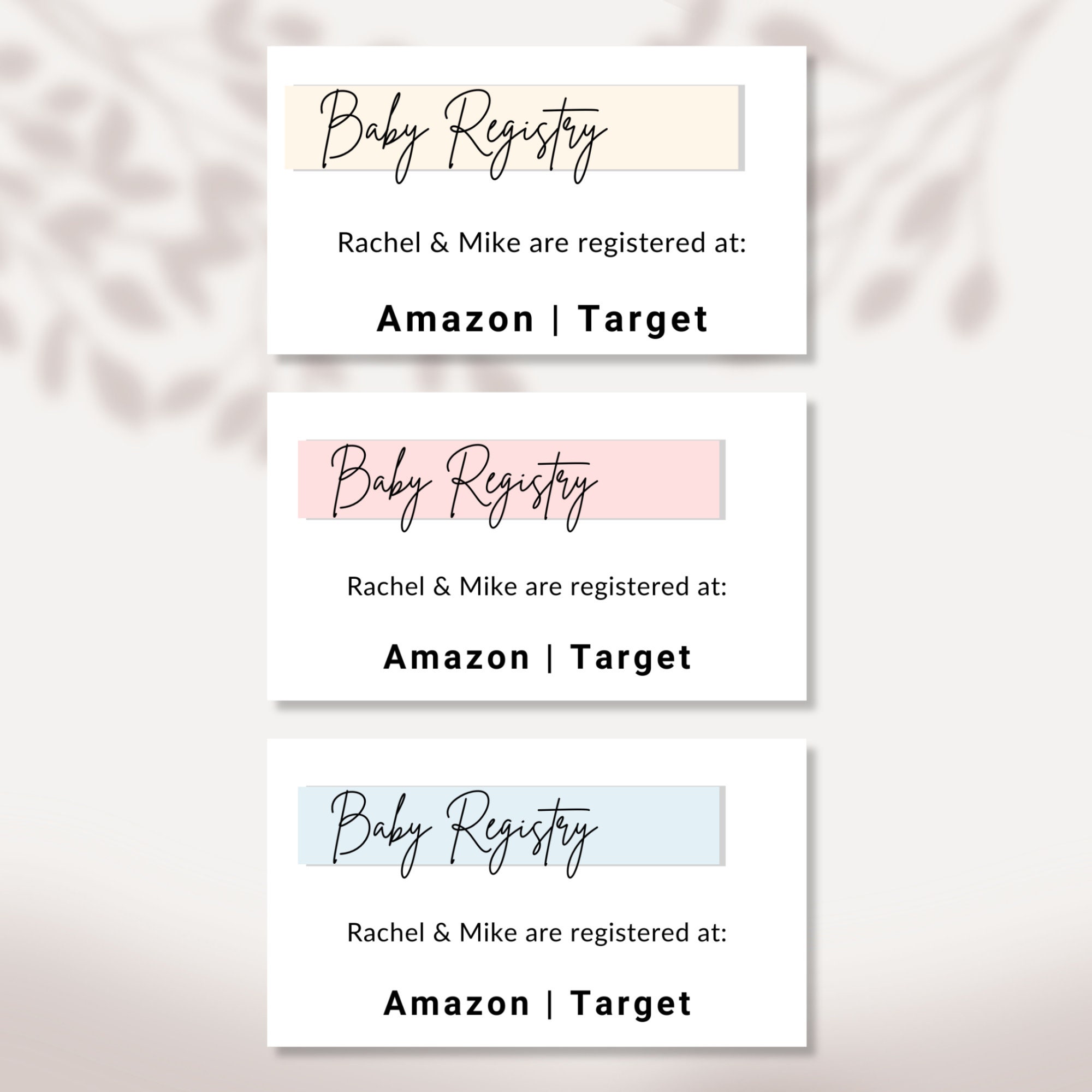 Baby Gift Registry Card Editable Template, Baby Shower Enclosure Card ...