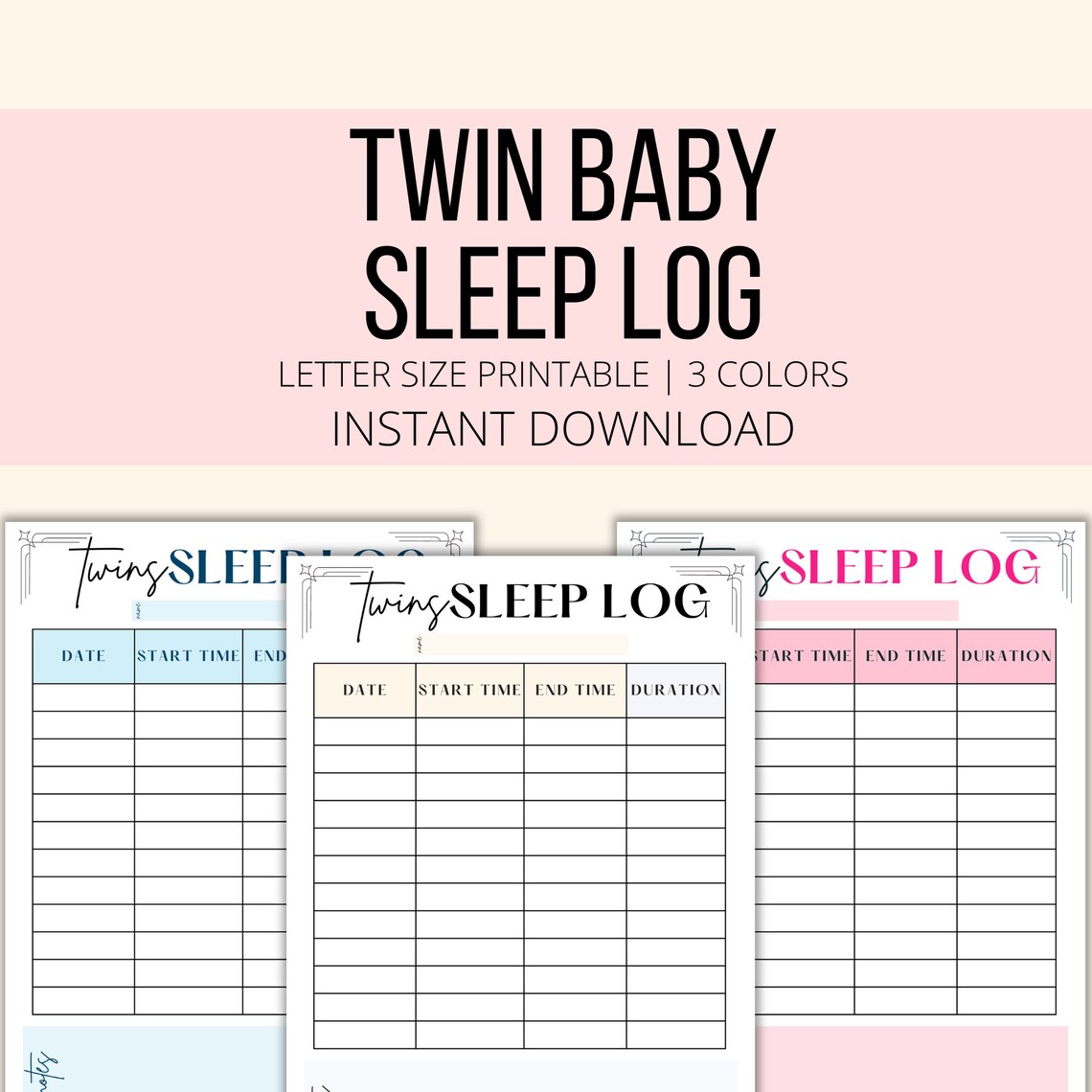 Twin Baby Sleep Log PDF, Twin Baby Sleeping Tracker, Twin Baby Sleep ...