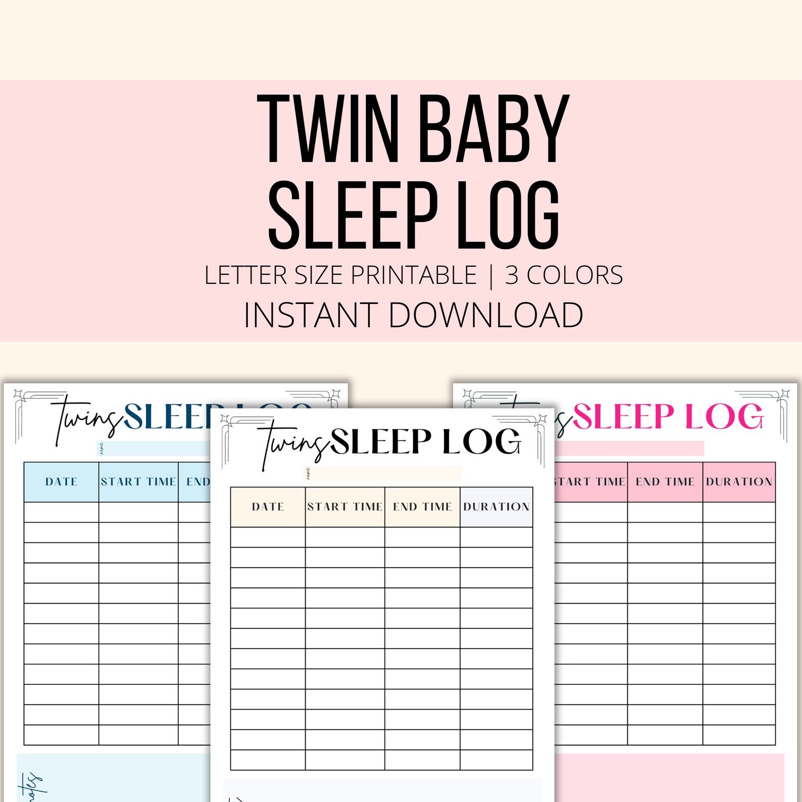 Twin Baby Sleep Log PDF, Twin Baby Sleeping Tracker, Twin Baby Sleep ...
