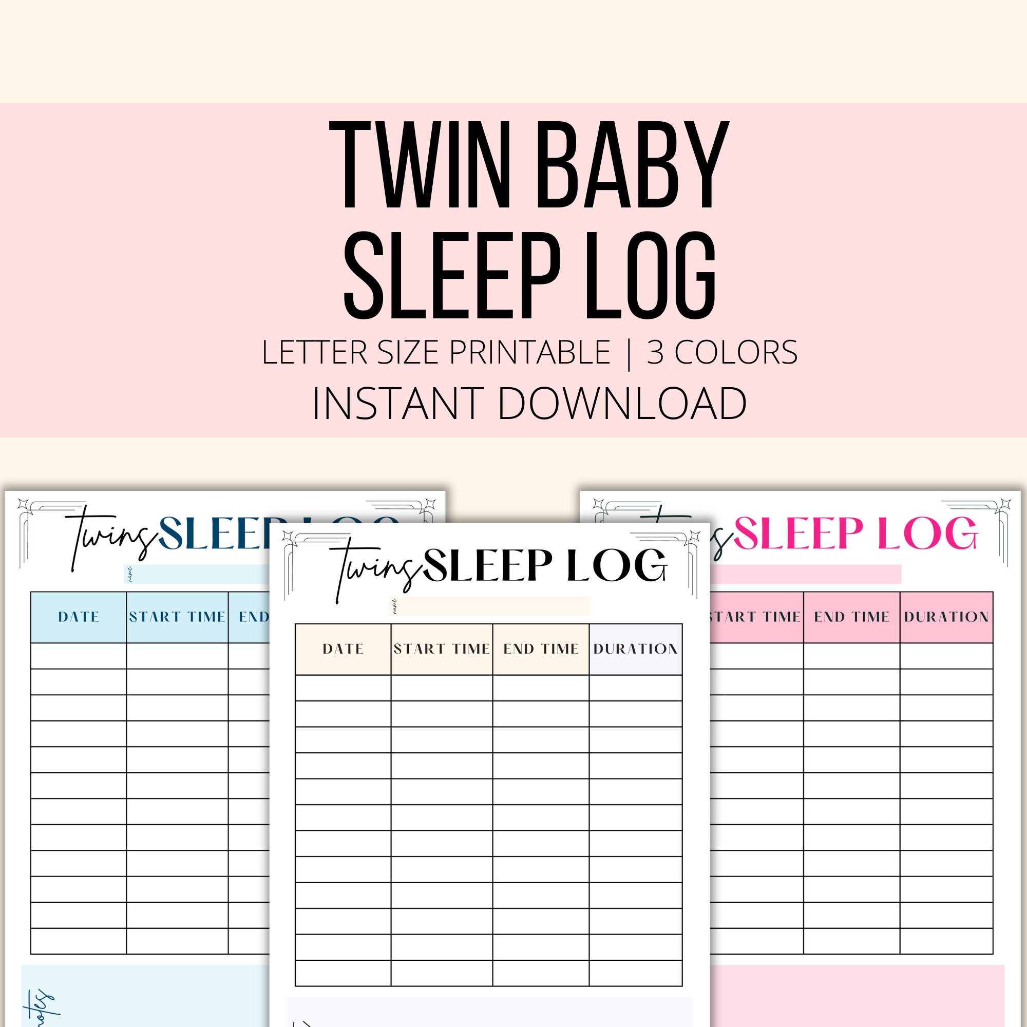 Twin Baby Sleep Log PDF, Twin Baby Sleeping Tracker, Twin Baby Sleep ...