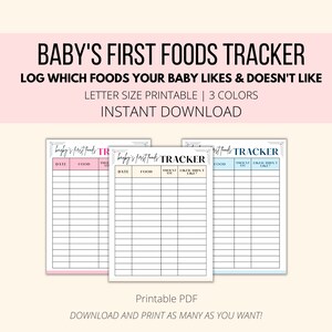 Baby Food Tracker Printable First Food Tracker PDF Baby Food - Etsy