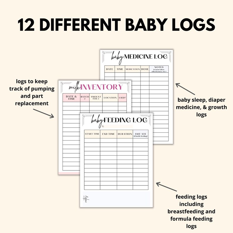 Baby Tracker Printable Bundle, Newborn Tracker PDF, Baby Infant Daily ...