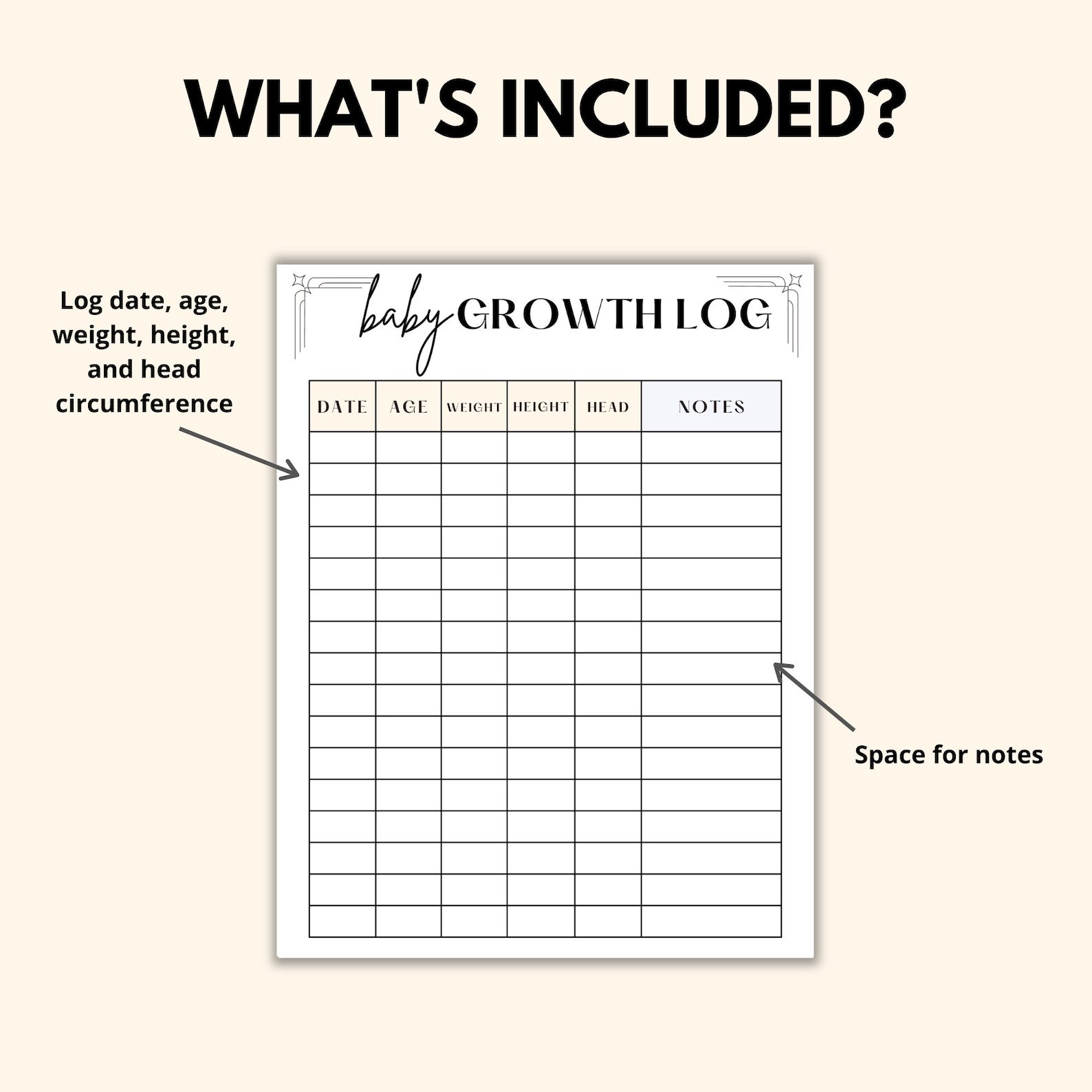 Baby Growth Tracker Printable, Infant Growth Log PDF, Baby Growth Chart ...