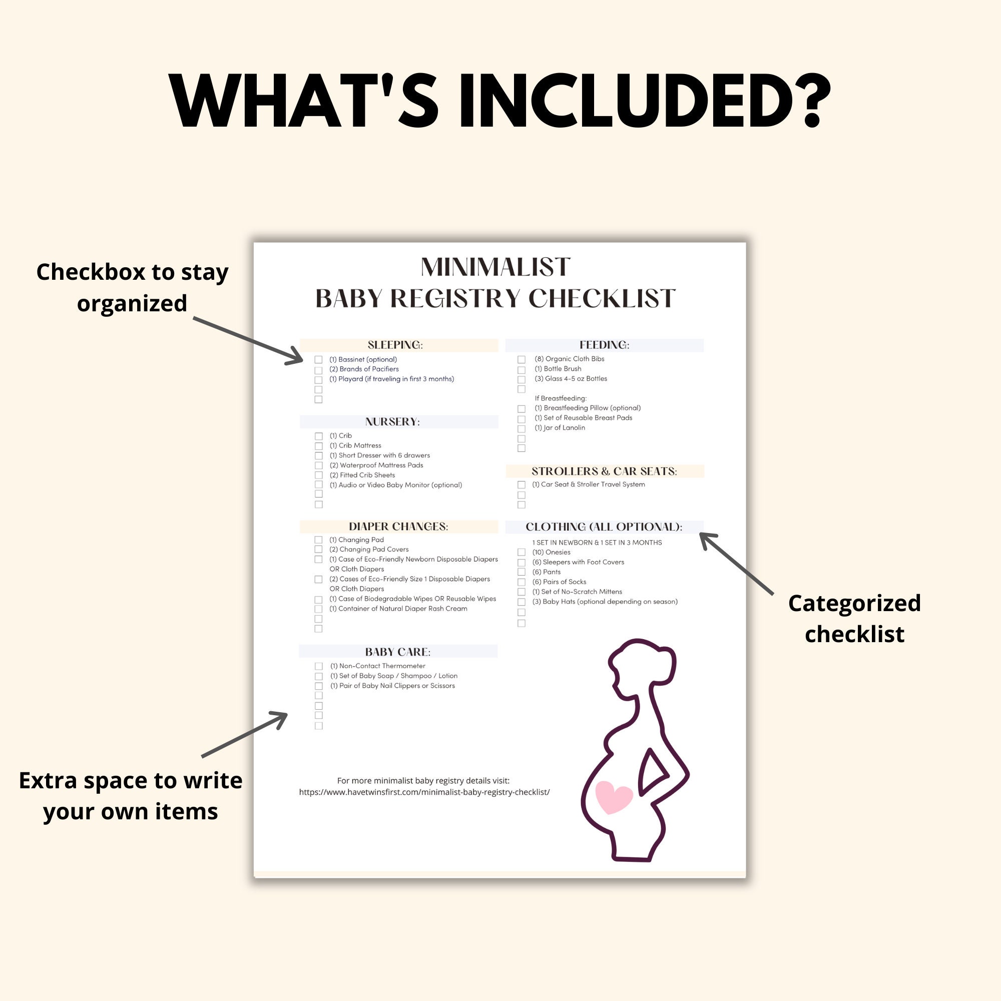 Minimalist Baby Registry Checklist Printable, Minimalist Pregnancy ...