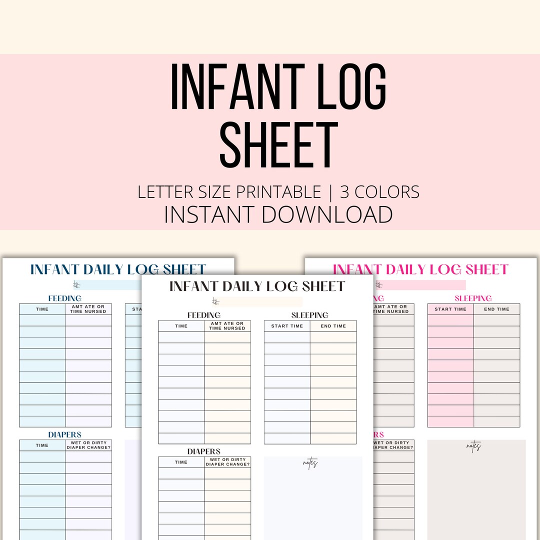 Infant Log Printable, Daily Newborn Baby Care Tracker PDF, Nanny ...