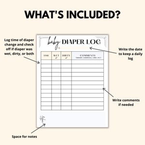 Diaper Log Printable, Baby Diaper Change Tracker Planner PDF, Daily ...