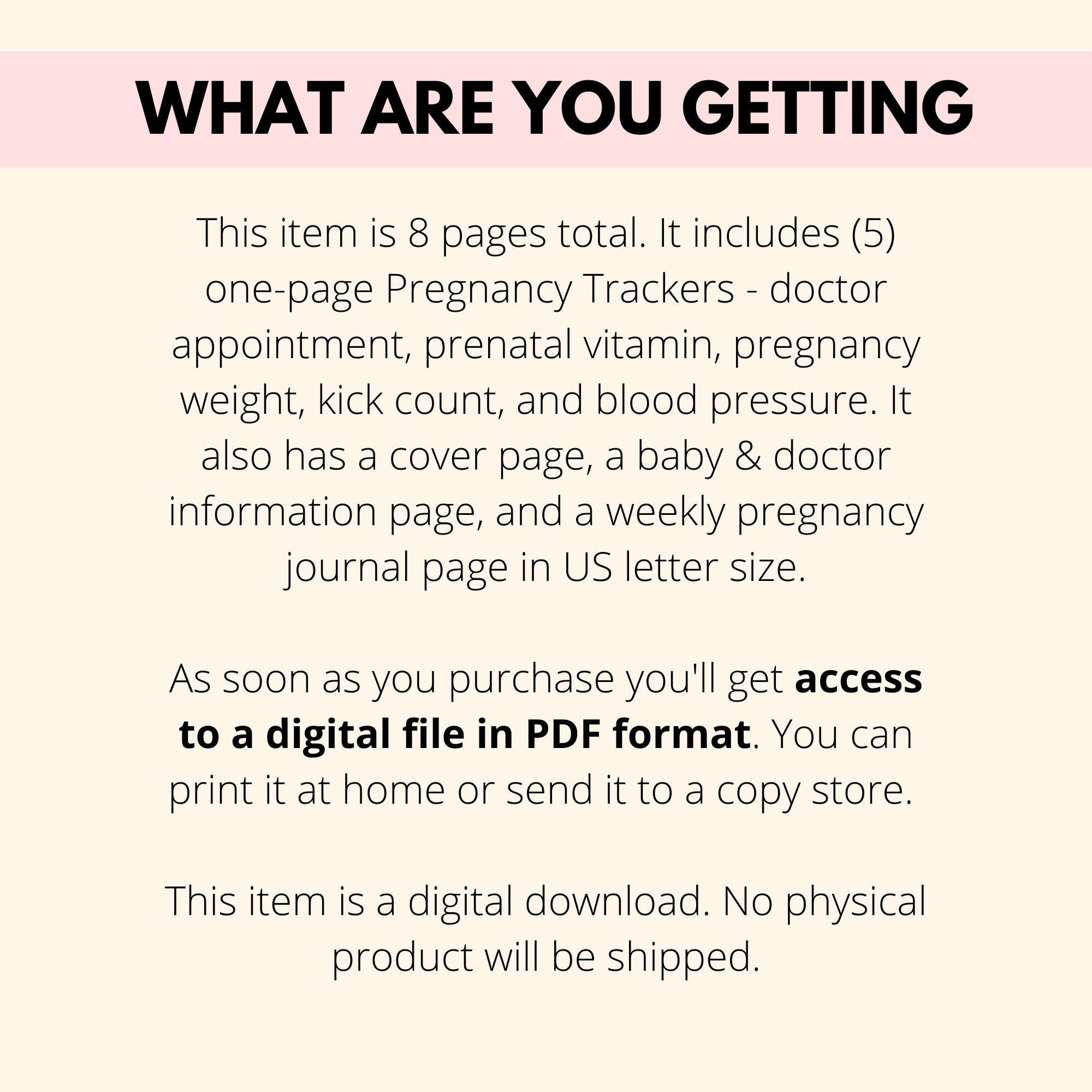 Pregnancy Tracker Bundle Printable, Pregnancy Wellness Tracking PDF ...
