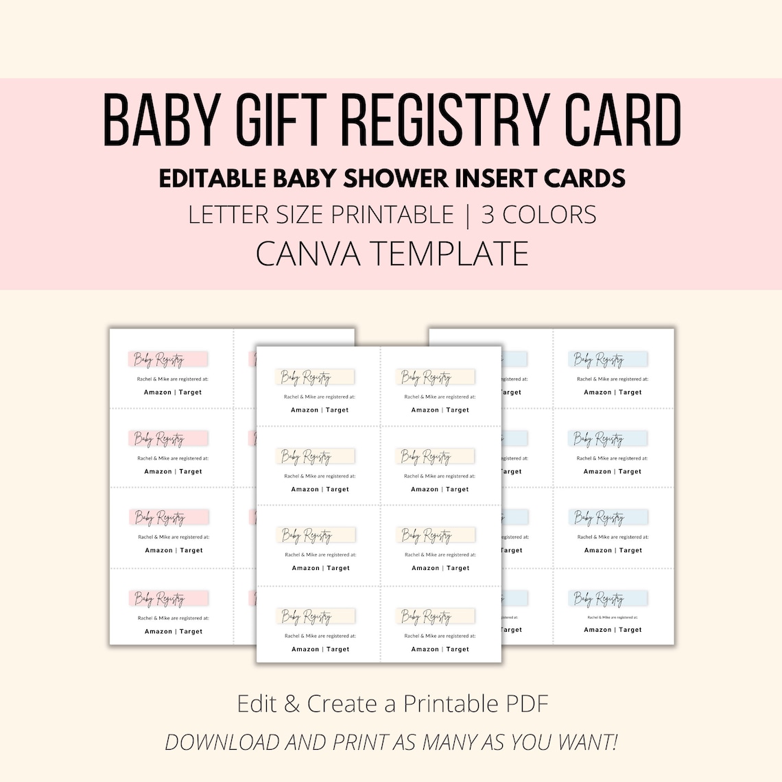 Baby Gift Registry Card Editable Template, Baby Shower Enclosure Card ...
