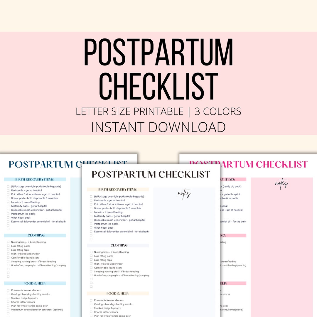 Postpartum Checklist Printable, Postpartum Care List, Postpartum ...