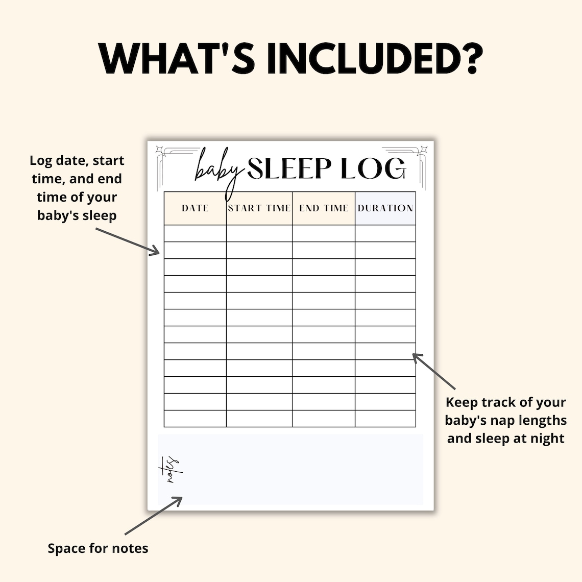 Baby Sleep Log PDF, Infant Sleep Log, Baby Care Sleep Planner Printable ...