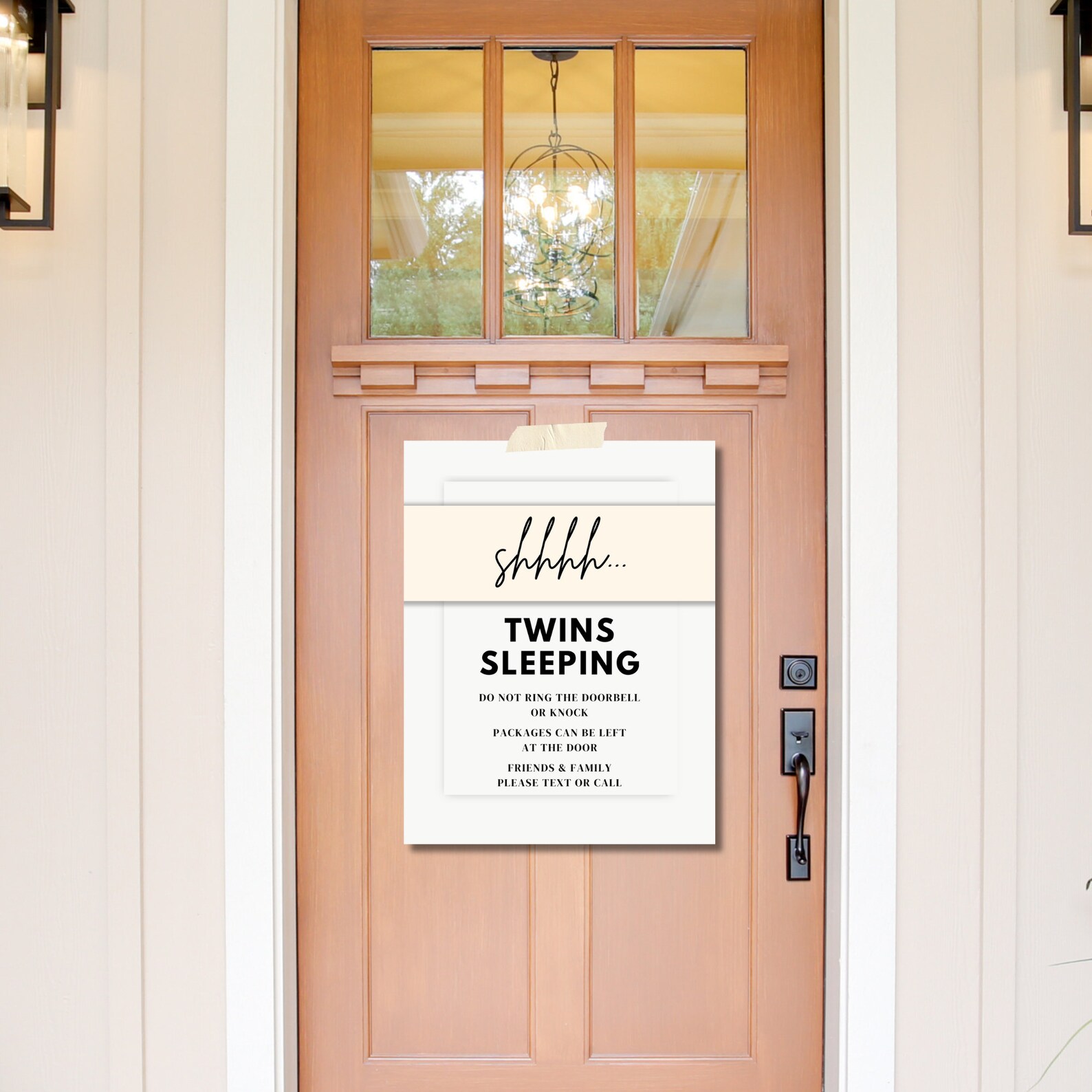 Twins Sleeping Sign Printable, Front Door & Porch Babies Sleeping Sign ...
