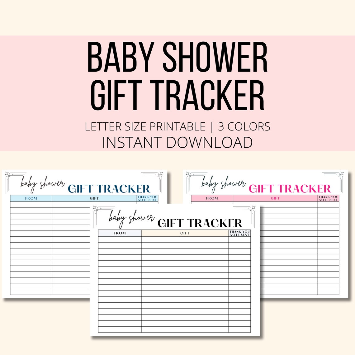 Baby Shower Gift Tracker Printable, Baby Gift List PDF, Baby Shower ...