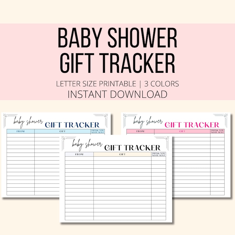 Baby Shower Gift Tracker Printable, Baby Gift List PDF, Baby Shower ...