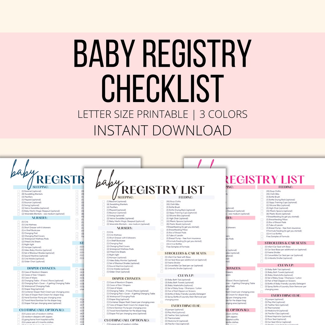 Baby Registry Checklist Printable, Baby Essentials List PDF, Baby ...
