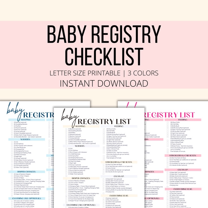 Baby Registry Checklist Printable, Baby Essentials List PDF, Baby ...