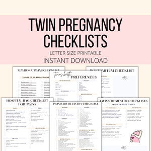 Twin Pregnancy Checklists Bundle Printables, Twin Baby to Do Lists PDF ...