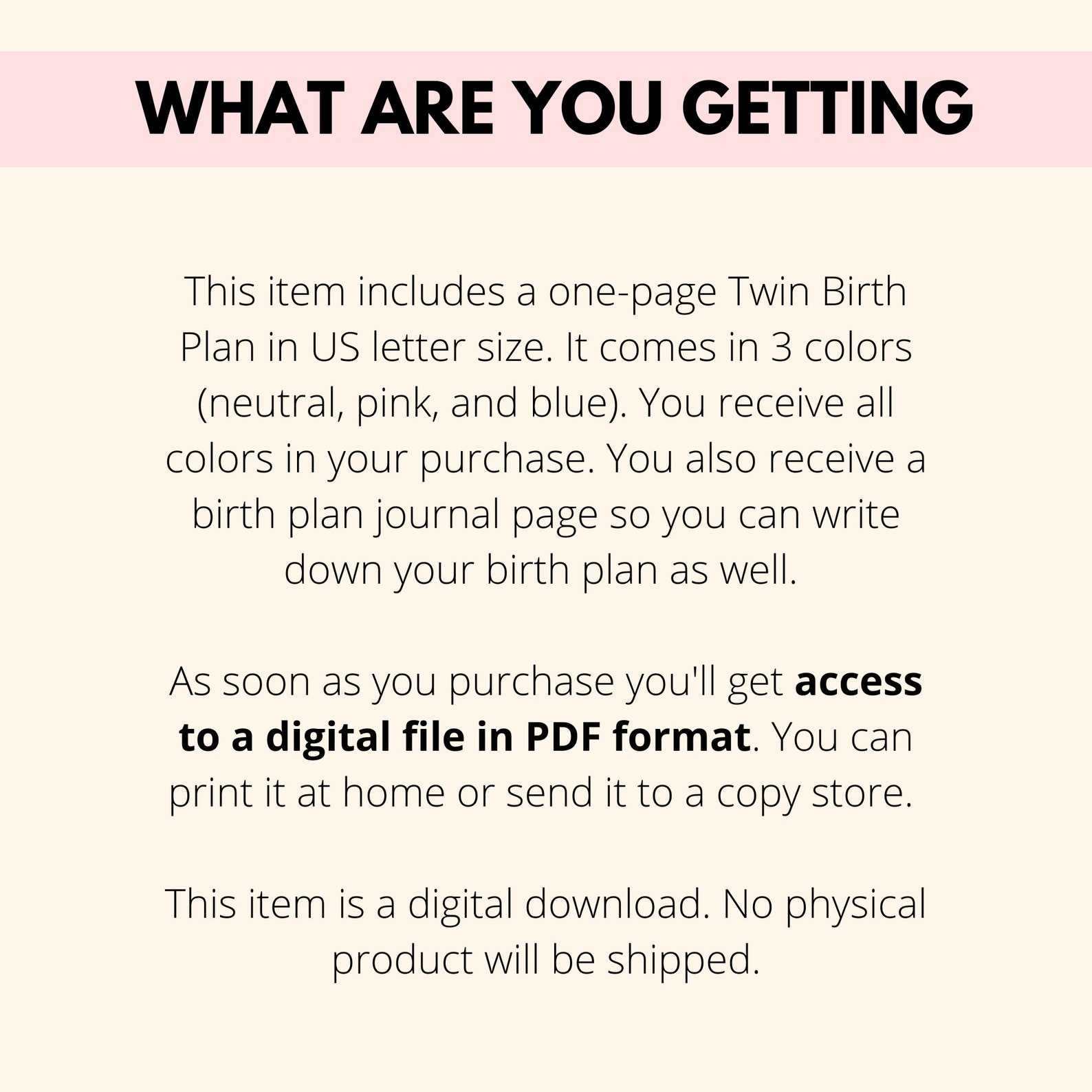 Twin Birth Plan Printable, Twins Birth Checklist PDF, Twin Pregnancy ...