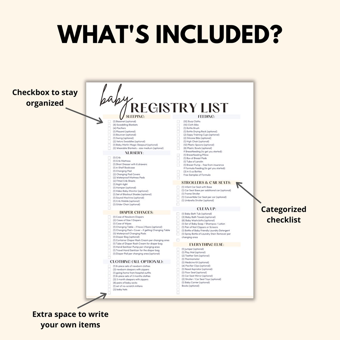 Baby Registry Checklist Printable, Baby Essentials List PDF, Baby ...