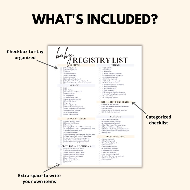 Baby Registry Checklist Printable, Baby Essentials List PDF, Baby ...