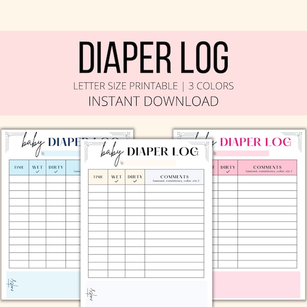 Printable Diaper Changing Chart - Etsy
