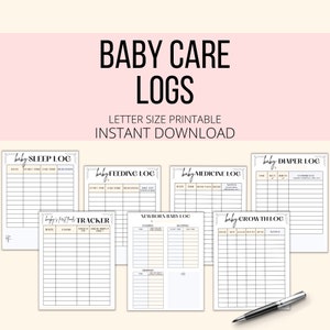 Baby Care Logs Printable Bundle, Newborn Baby Trackers PDF, Infant ...