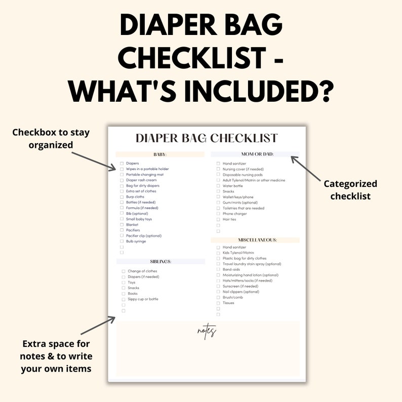 Baby Diaper Tracker Printables, Baby Care Diaper Log + Checklist PDF ...