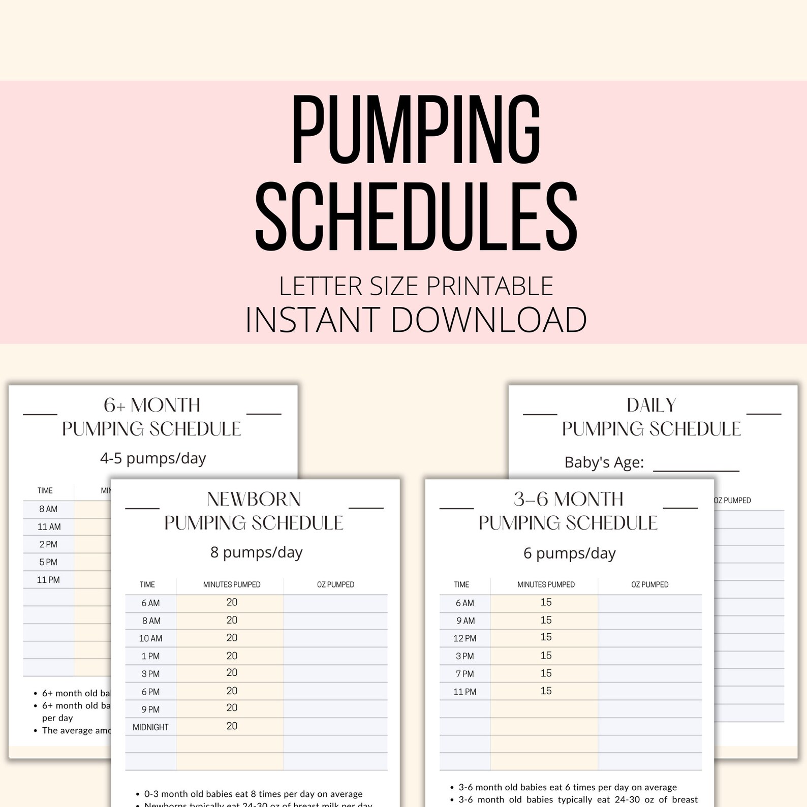 Pumping Schedules Printable, Daily Exclusive Pumping Mom Sample ...