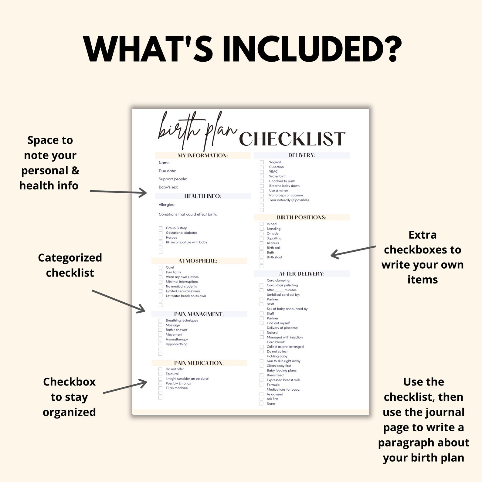 Birth Plan Printable, Birth Preferences PDF, Birth Plan Template, Birth ...