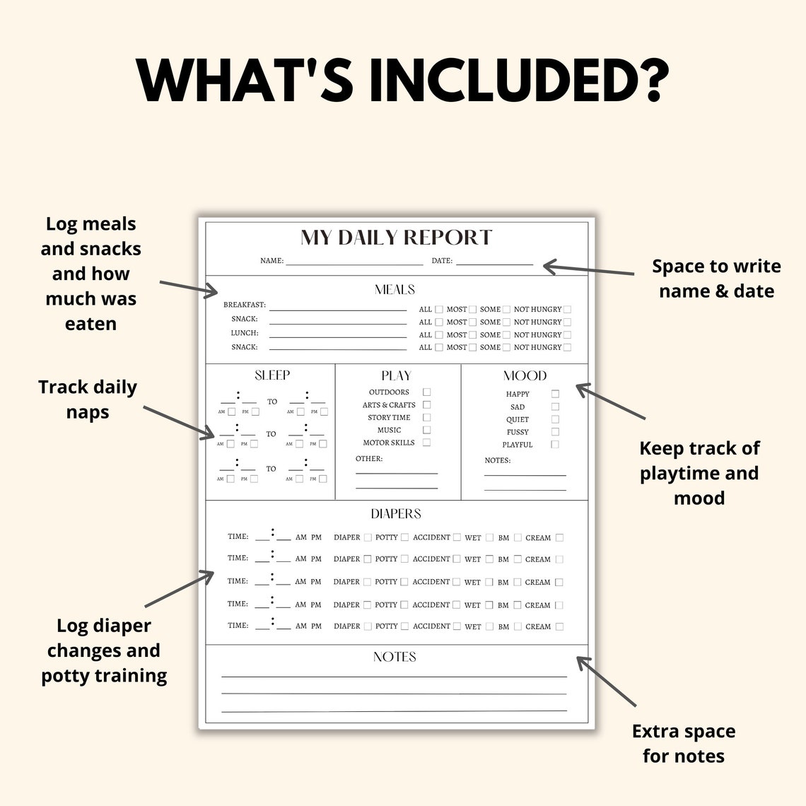 Toddler Daily Report Printable, Toddler Daily Log PDF, Daycare Daily ...