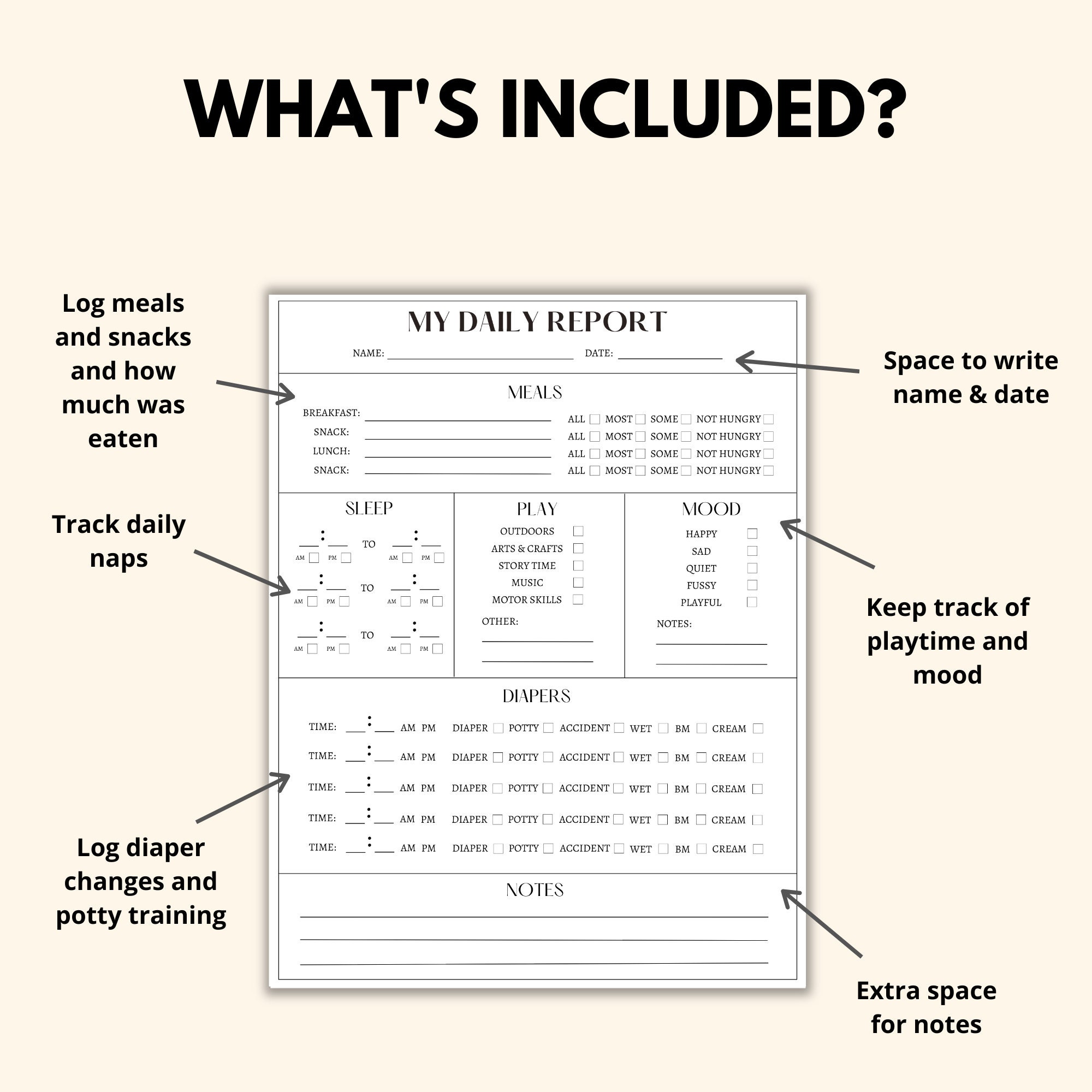 Toddler Daily Report Printable, Toddler Daily Log PDF, Daycare Daily ...