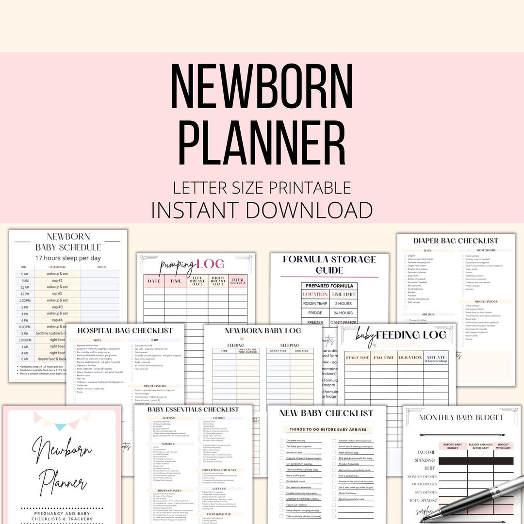 Newborn Baby Planner Printable, New Mom Planner, Newborn Planning ...