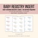 Baby Registry Inserts Printable, Baby Registry Card PDF, Baby Shower ...