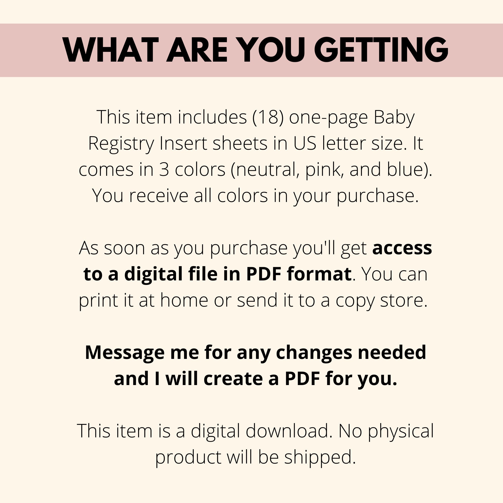 Baby Registry Inserts Printable, Baby Registry Card PDF, Baby Shower ...