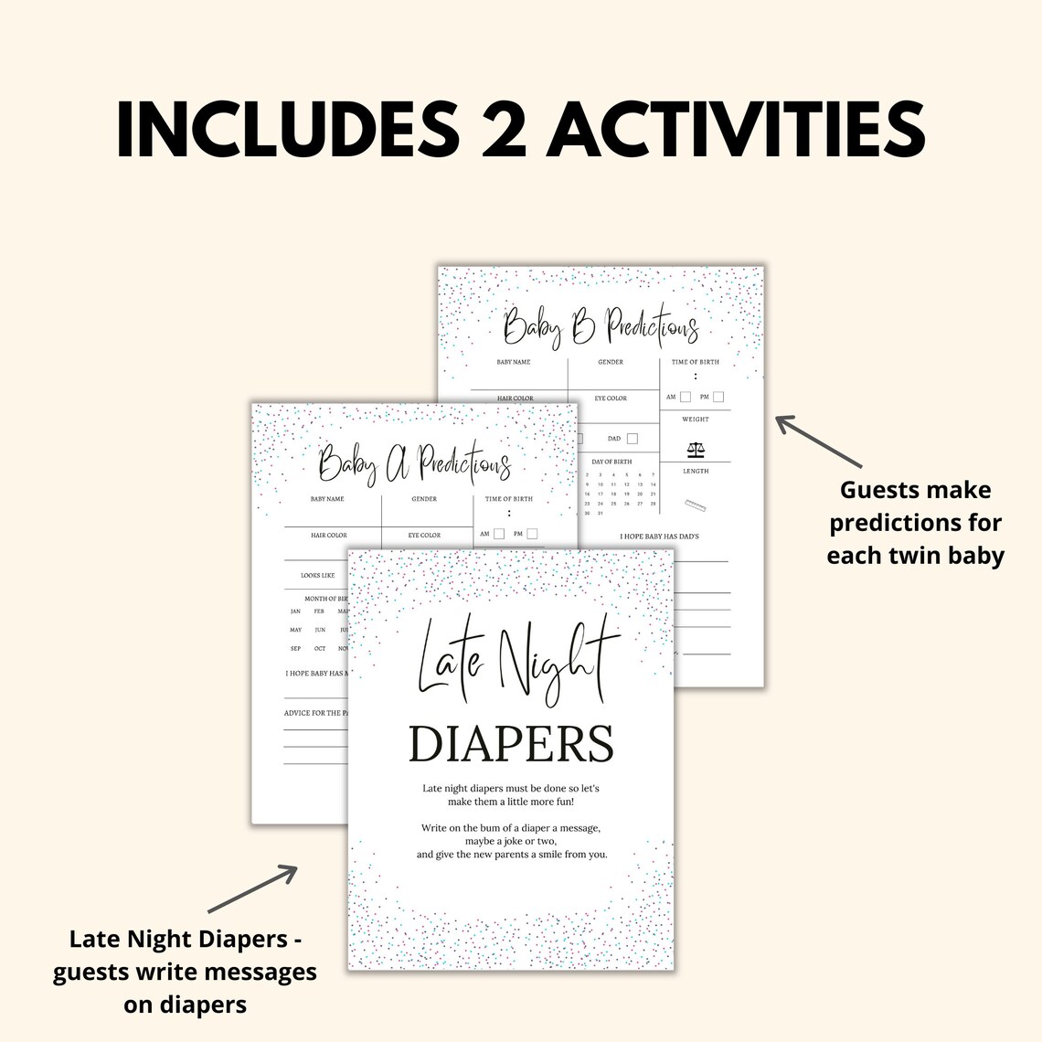 Twins Baby Shower Games Printable Bundle, Twin Baby Games, Twin Baby ...