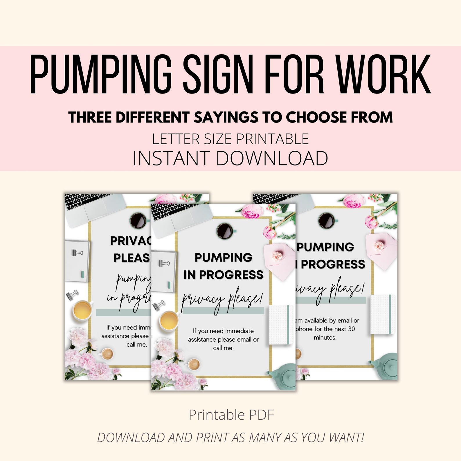 Pumping Sign for Work Printable, Pumping in Progress Door Sign PDF ...