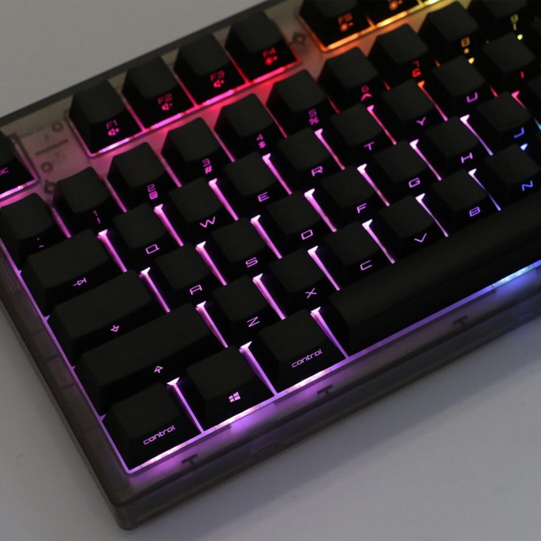 109pcs Black Translucent Keycap ,side Print Keycap, Cherry Profile ...