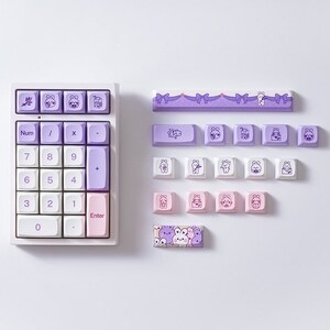 144PCS Lavender Rabbit Keycap Set, Purple Pink Keycap, PBT Keycap, XDA ...
