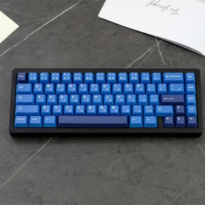 129pcs Blue Theme Keycap Set, Solid Color Keycaps, Cherry Height ...