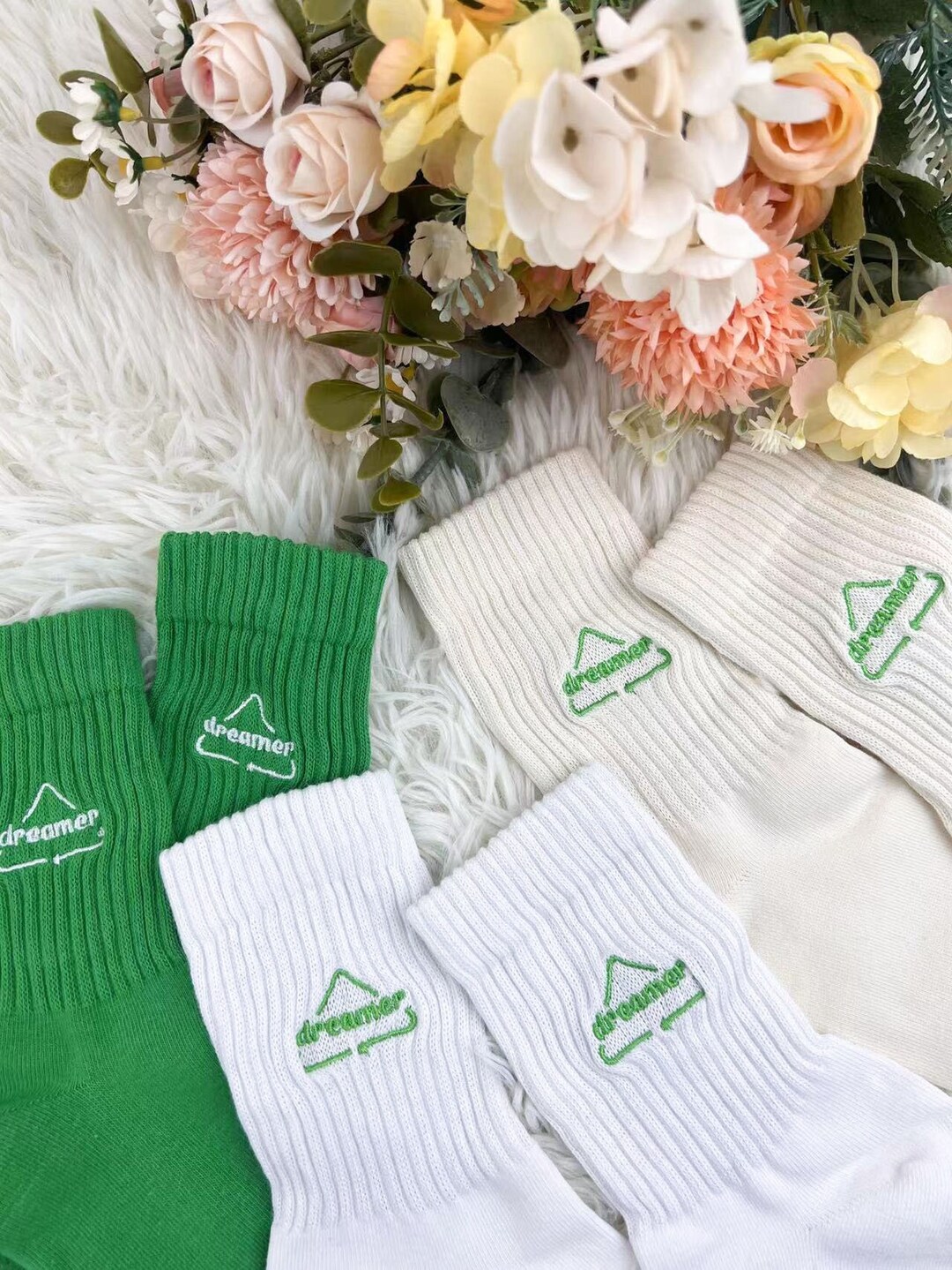 Alphabet Embroidered Socks,japanese Cotton Socks,college Style Couple ...