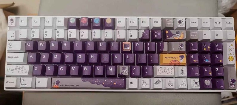 138pcs Astronaut Space Themed Keycap Set Purple White - Etsy