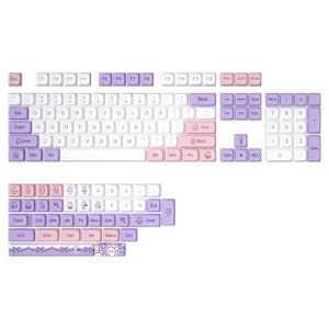 144PCS Lavender Rabbit Keycap Set, Purple Pink Keycap, PBT Keycap, XDA ...