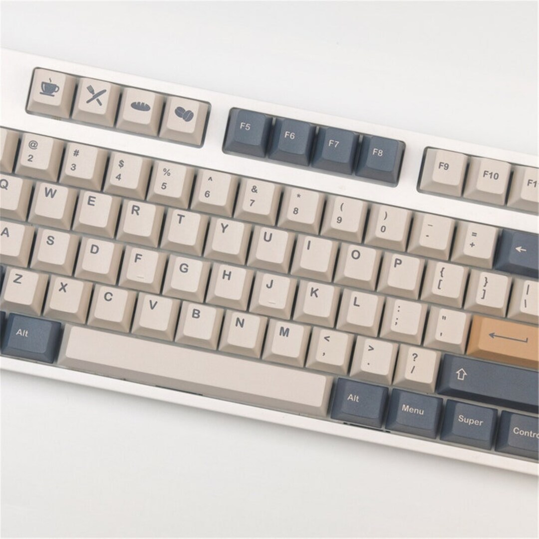 134pcs Coffee Bread Theme Keycap Set,light Gray Keycap, PBT Keycap ...