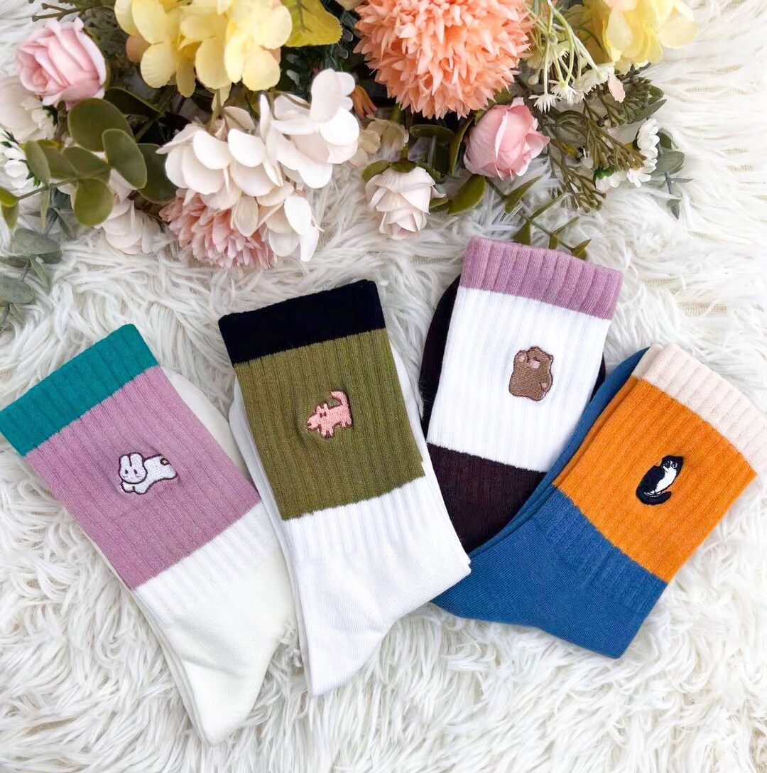 Cute Animal Embroidered Socks,colored Socks,striped Socks,novel Socks ...