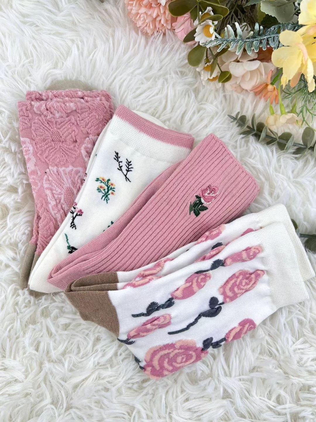 Rose Socks,lattice Crew Sock,cute Gift Idea,fashion Socks,socks for ...