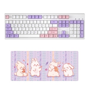 144PCS Lavender Rabbit Keycap Set, Purple Pink Keycap, PBT Keycap, XDA ...