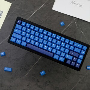 129pcs Blue Theme Keycap Set, Solid Color Keycaps, Cherry Height ...