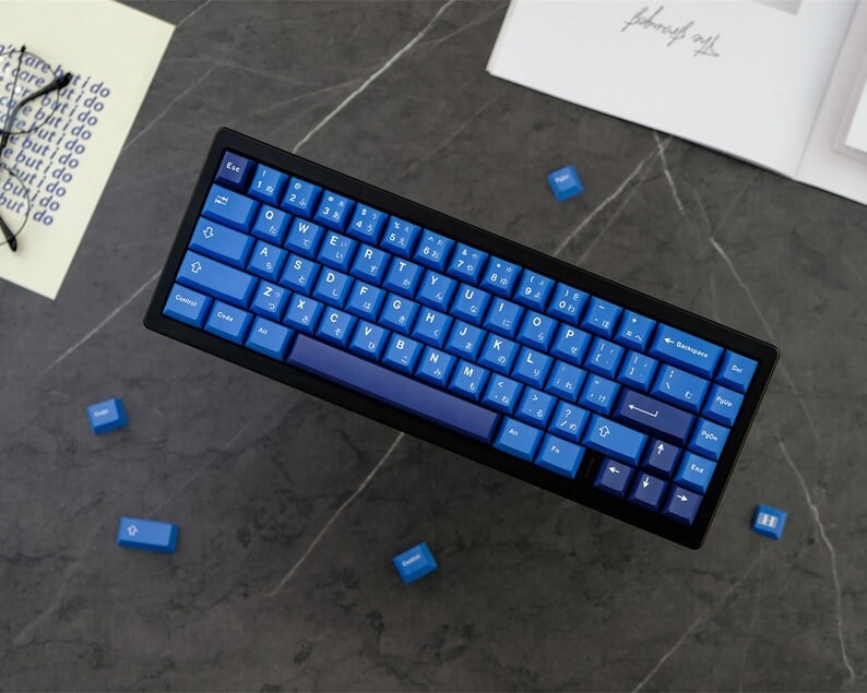 129pcs Blue Theme Keycap Set Solid Color Keycaps Cherry - Etsy