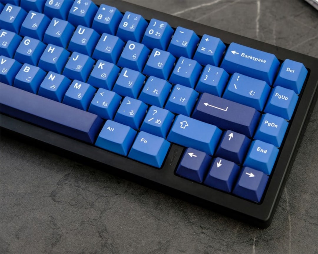 129pcs Blue Theme Keycap Set, Solid Color Keycaps, Cherry Height ...
