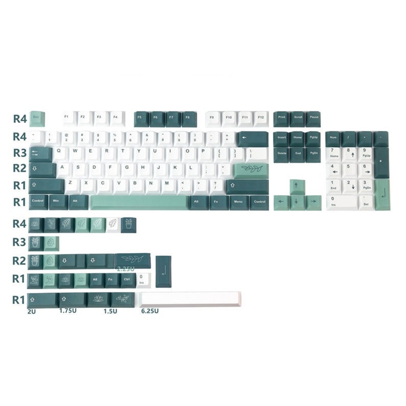 135 Keys Bamboo Themed Keycaps Set Green Gradient Keycap - Etsy